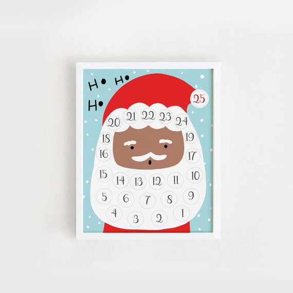 Count down to Christmas Black Santa Chart Advent Calendar | Etsy