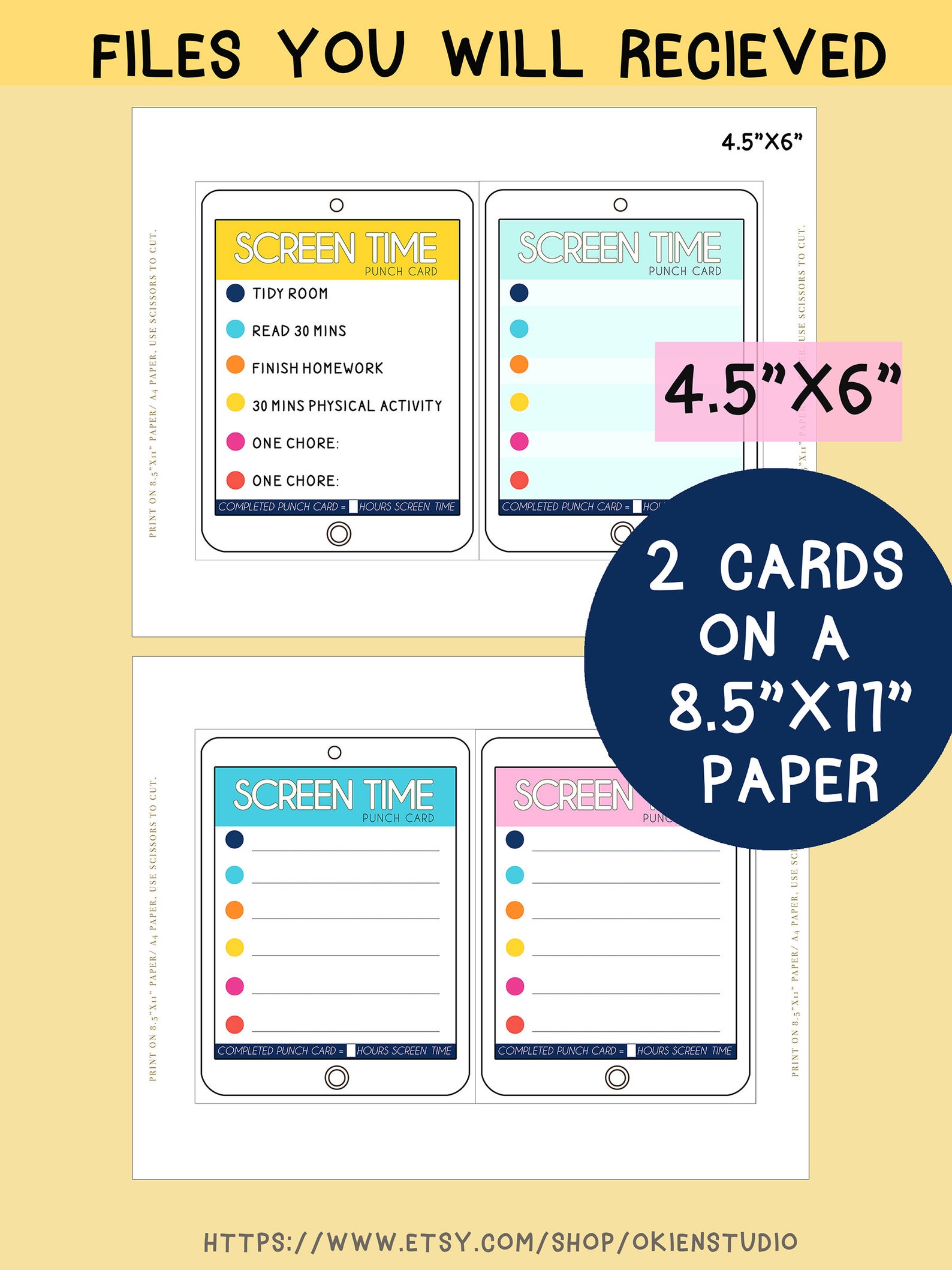 Screen Time Reward Punch Card, Punch Card Reward System, Homeschool ...