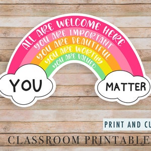 Pink Rainbow Classroom Welcome Sign, Positive Affirmations Poster, Boho ...