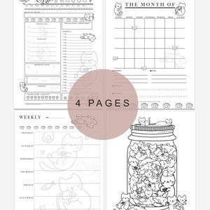 Planner Bundle Printable, Digital Planner, Daily Schedule, Cat Monthly ...