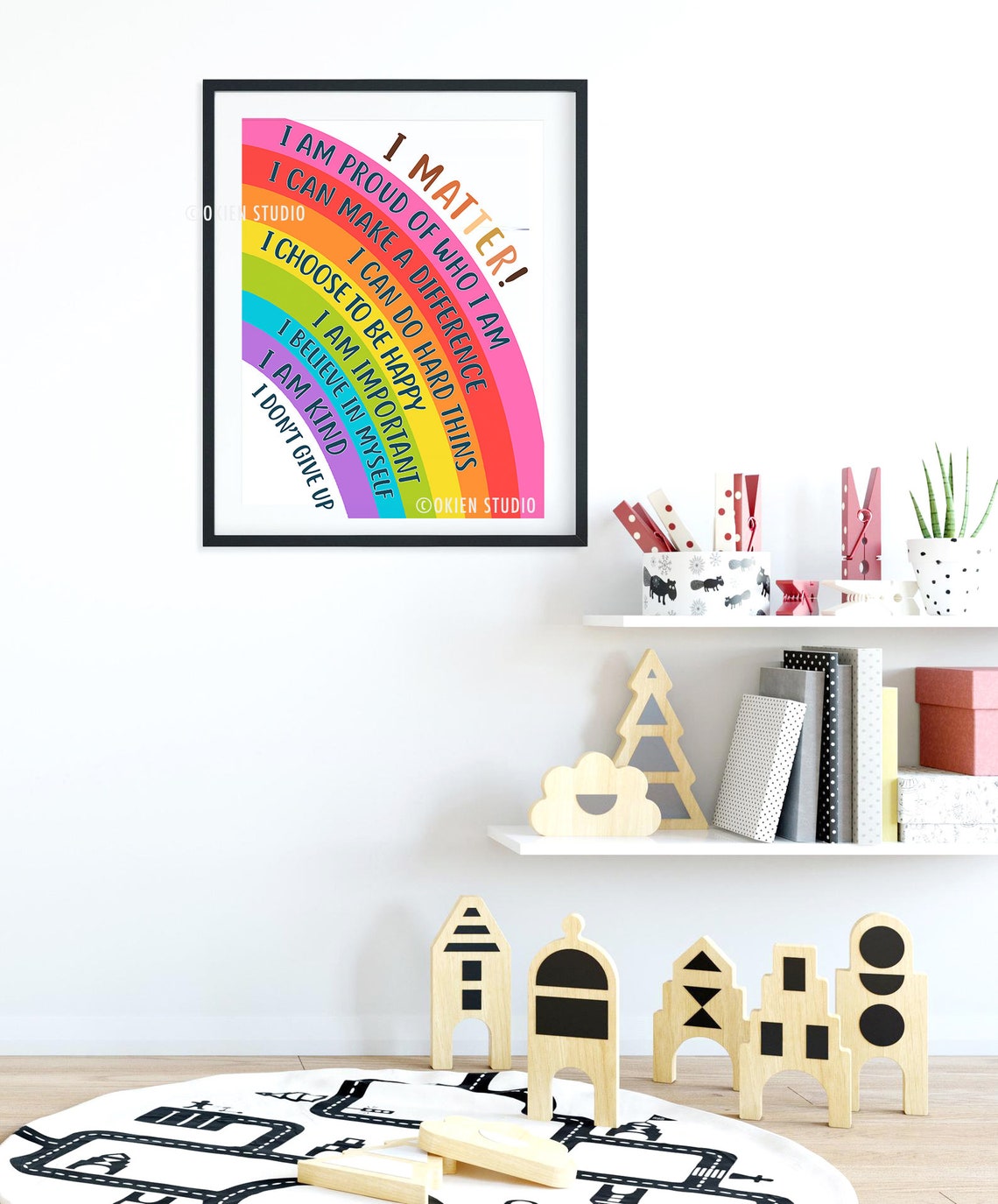 Positive Affirmations Rainbow Poster: Inspirational Wall Art (digital ...