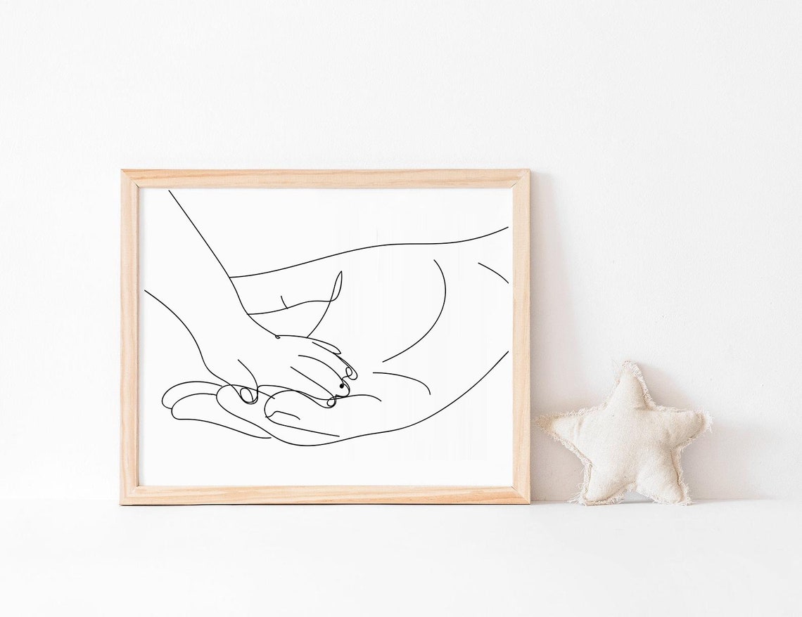 Holding Baby Hand Baby Hand Line Art Hands Line Drawing - Etsy