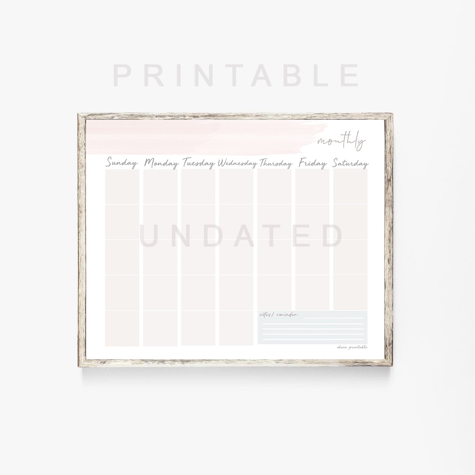 Boho Undated Monthly Calendar: Printable Digital Planner (JPG) - Etsy