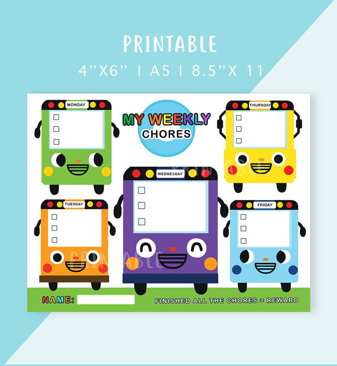 Printable Boy Weekly Chores Planner Weekly Chores Schedule | Etsy