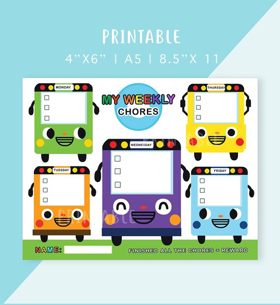 Printable Boy Weekly Chores Planner Weekly Chores Schedule | Etsy