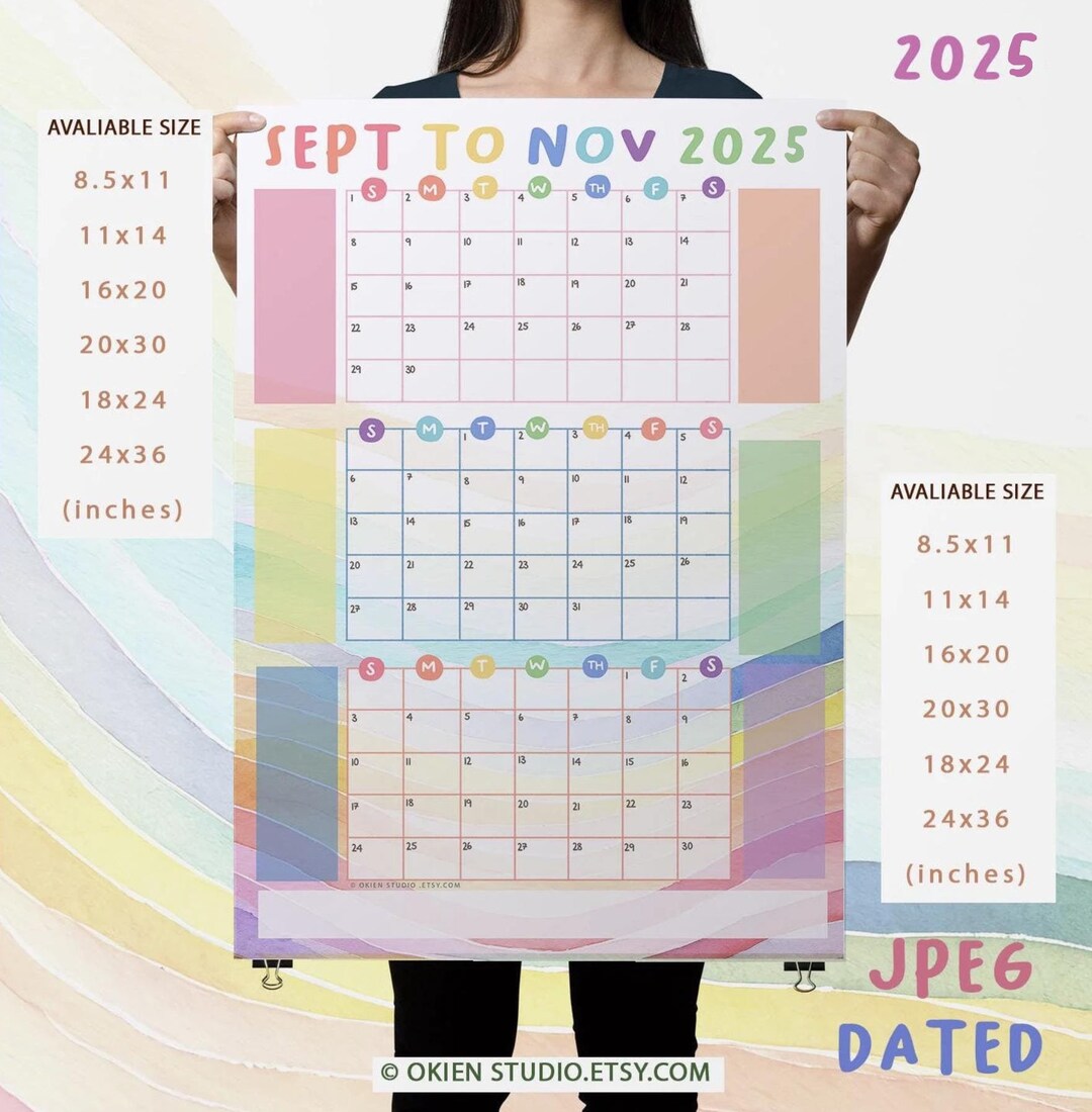Fall 2025 Calendar Poster: Pastel Butterfly Printable (digital Download ...