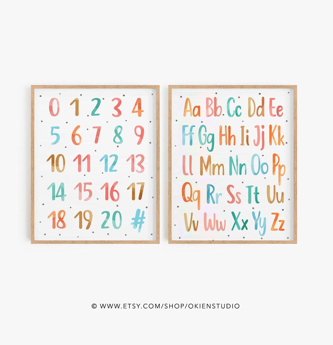Alphabet Poster, Number Chart 1-20, Montessori Printable, Number Wall ...