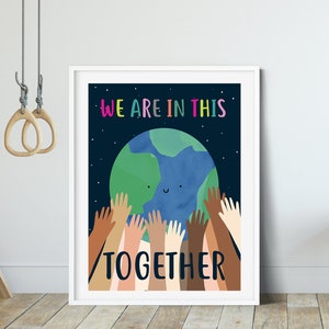 Printable, Together Diversity Poster, Earth Hands Print, Diversity ...