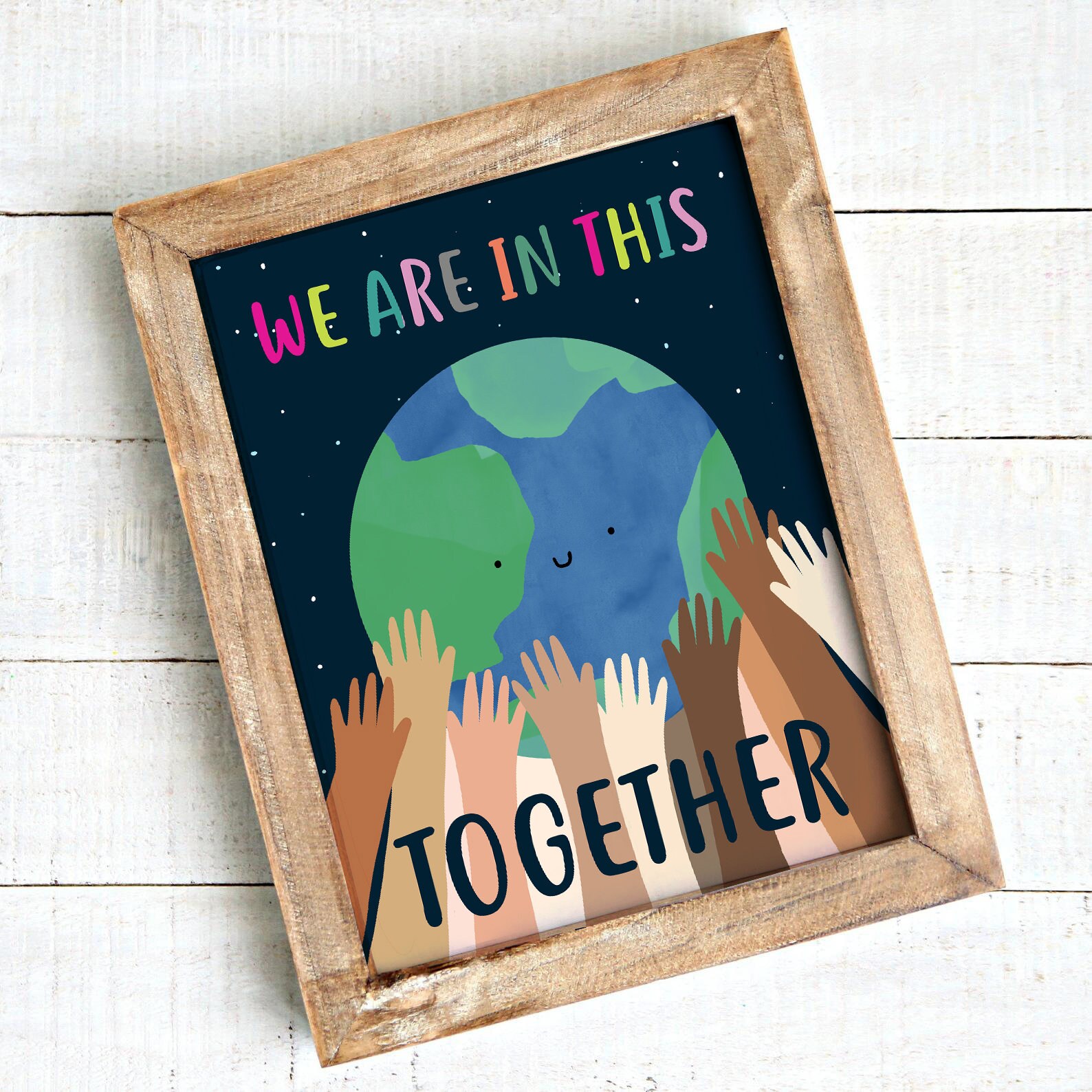 Printable Together Diversity Poster Earth Hands Print - Etsy