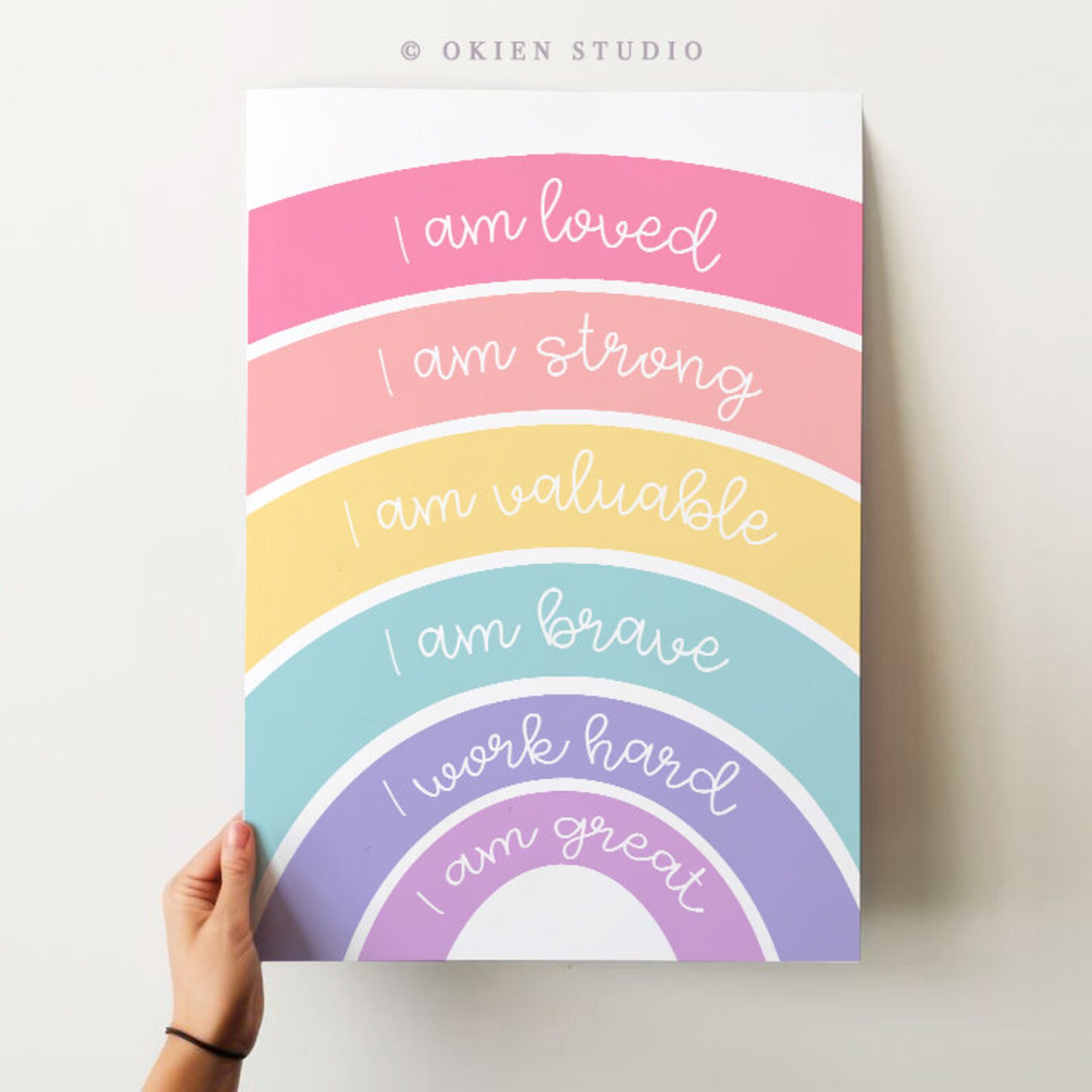 Pastel Rainbow Affirmation Prints: Girl Room Decor Wall Art (set of 3 ...