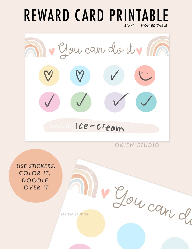 Boho Reward Card Rainbow Reward Chart Kids Reward Card - Etsy