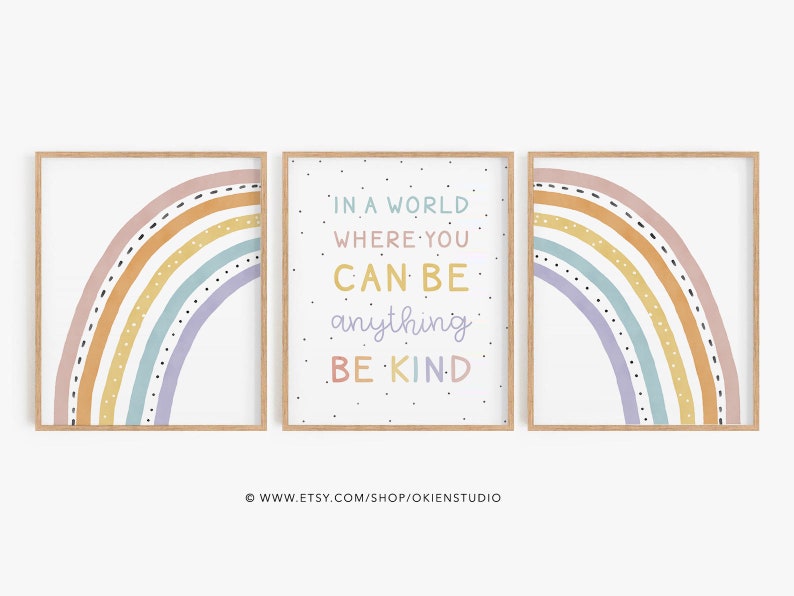 Rainbow Poster in a World Where You Can Be Anything Be Kind - Etsy ...