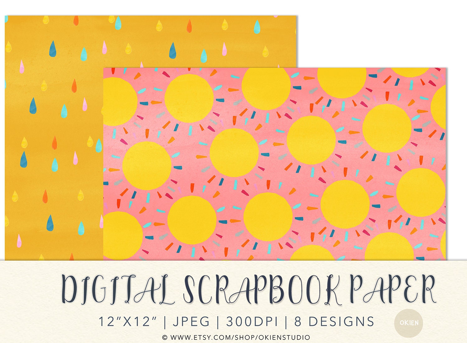 Digital Scrapbook Paper Weather Pattern Paper Printable | Etsy