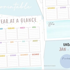 Year at A Glance, Year Overview, Year Tracker, Year Reminder, Holidays ...