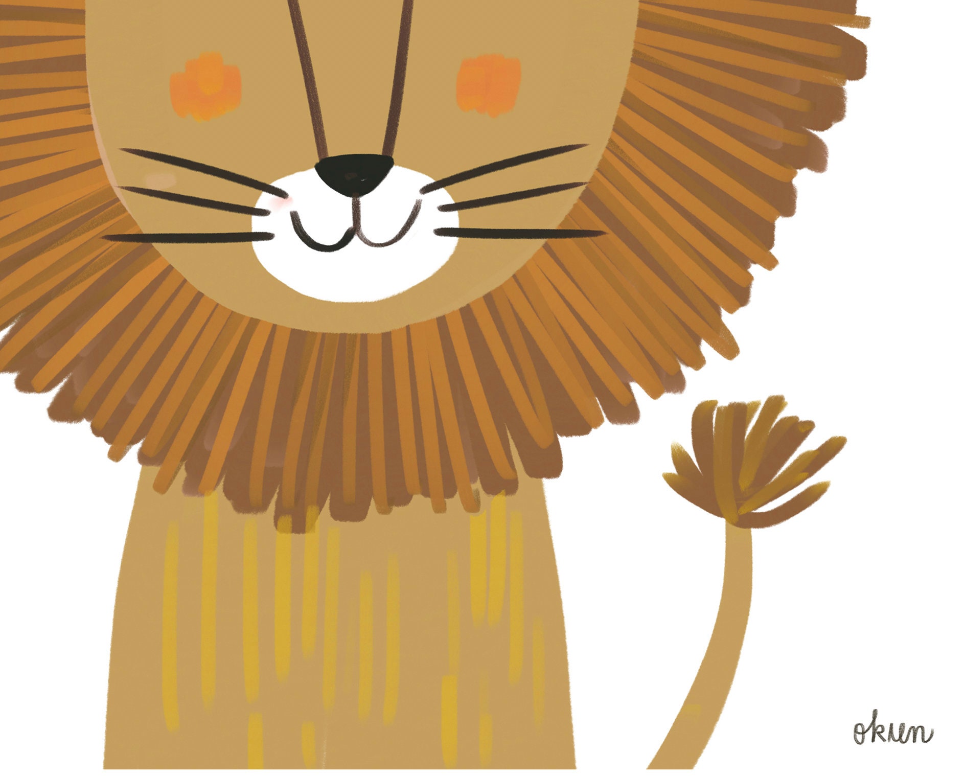 Be Brave Lion Nursery Art: Whimsical Gouache Illustration (digital ...