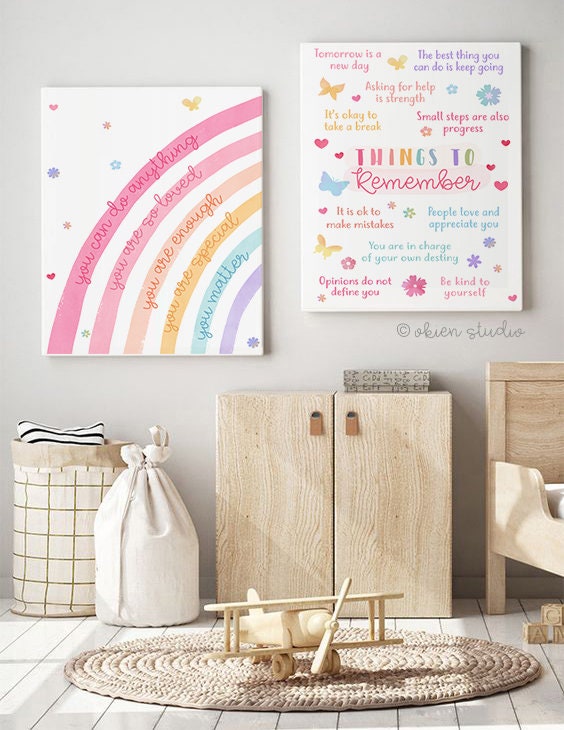 Pastel Rainbow Wall Art Positive Affirmations Wall Art - Etsy