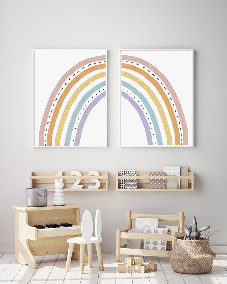 Rainbow Classroom Poster | Soft Pastel Dot Nursery & Affirmation Art ...