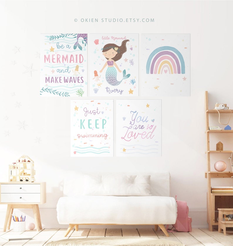 Rainbow Mermaid Prints Rainbow Mermaid Poster Mermaid - Etsy