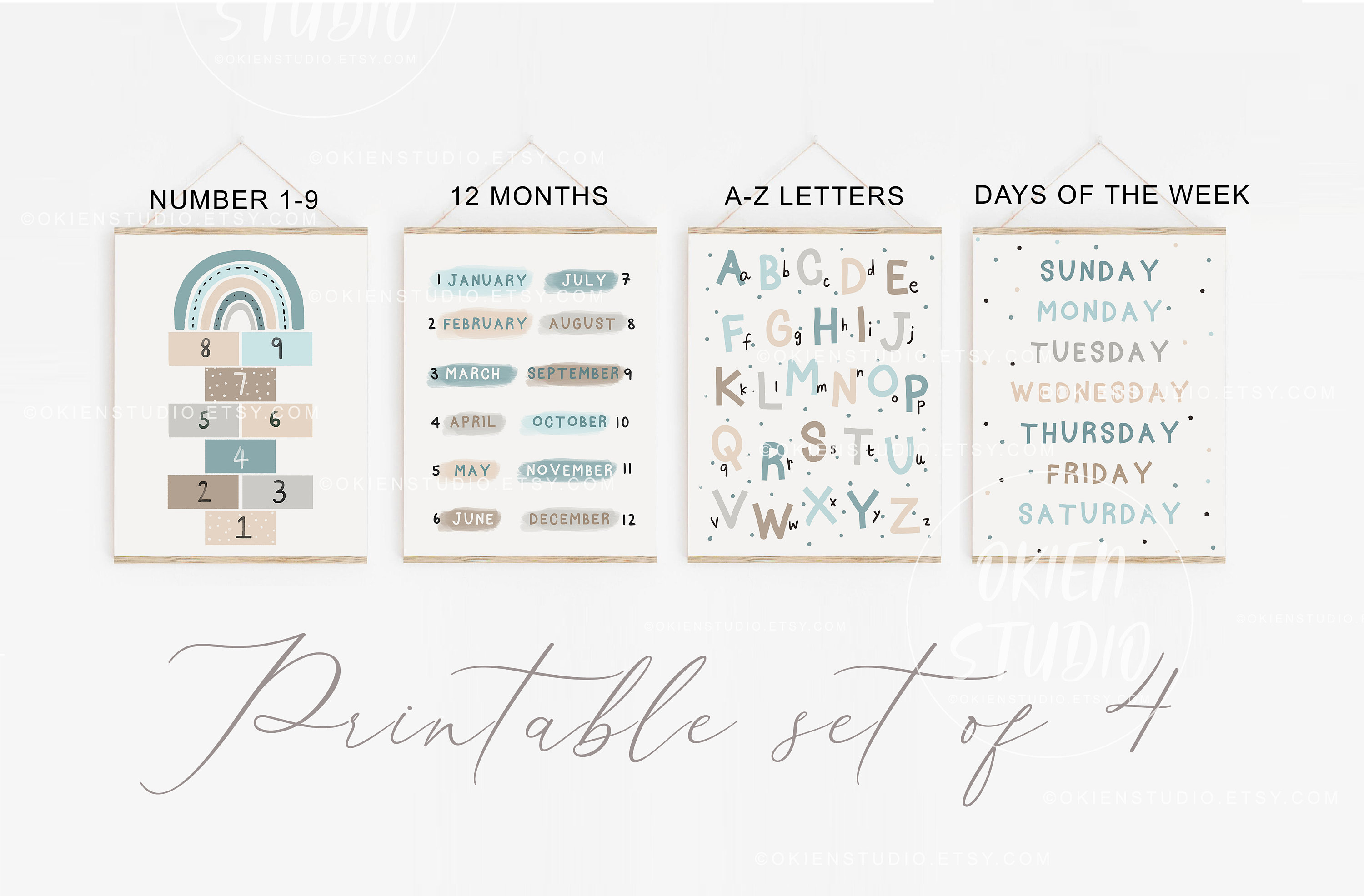 Month of the Year Chart Days of the Week Chart Printable - Etsy Canada