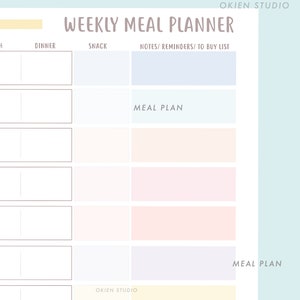 Weekly Meal Planner Printable Goodnotes Planner Meal Planner - Etsy