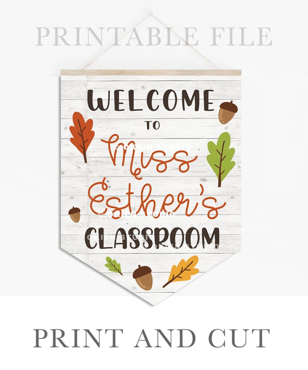 Fall Classroom Door Sign: Teacher Name Banner (JPEG Digital Download ...