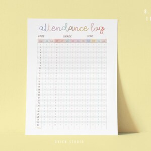 Rainbow Attendance Sheet: Homeschool Classroom Record (digital Download ...