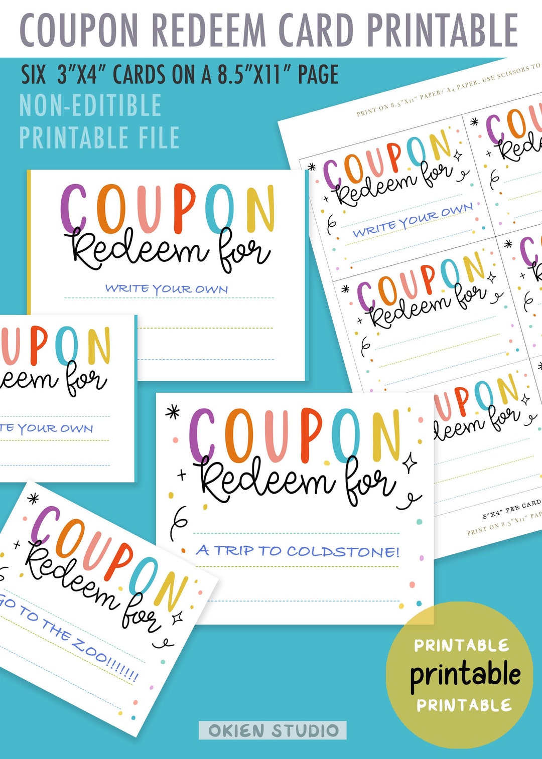 Redeem Card, Coupon Redeem Card, Printable, Good Behavior Reward ...
