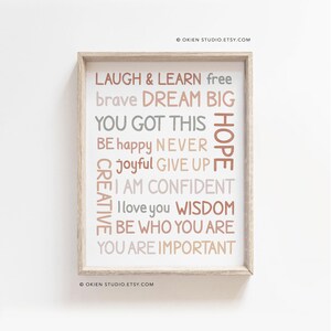 Positive Affirmations Wall Art, Boho Wall Art, Be Happy, Nursery Decor ...