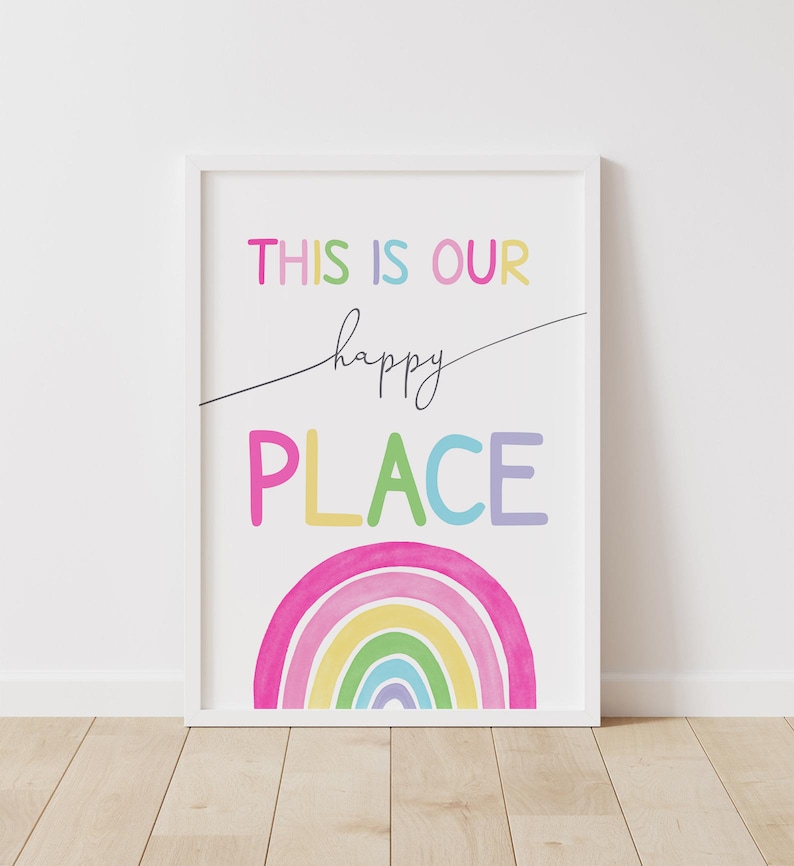 Girls Room Poster Set: Happy Place, Sister Friends Art (digital ...