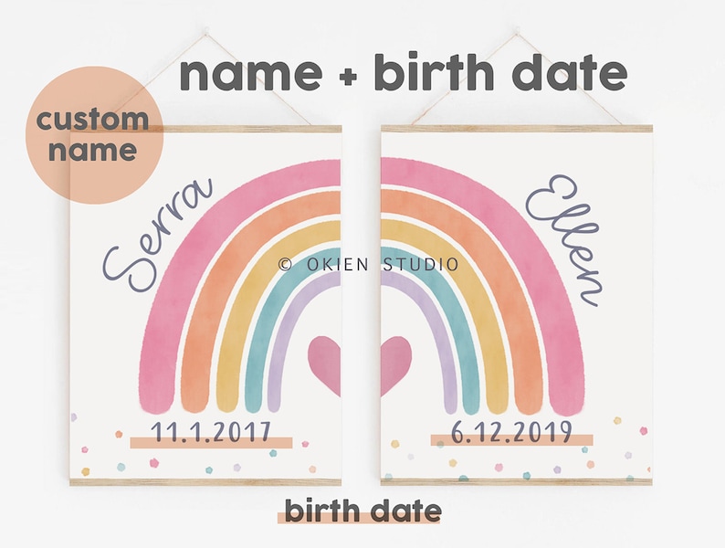 Rainbow Name Sign Twins Bedroom Sign Sister Nursery Decor - Etsy