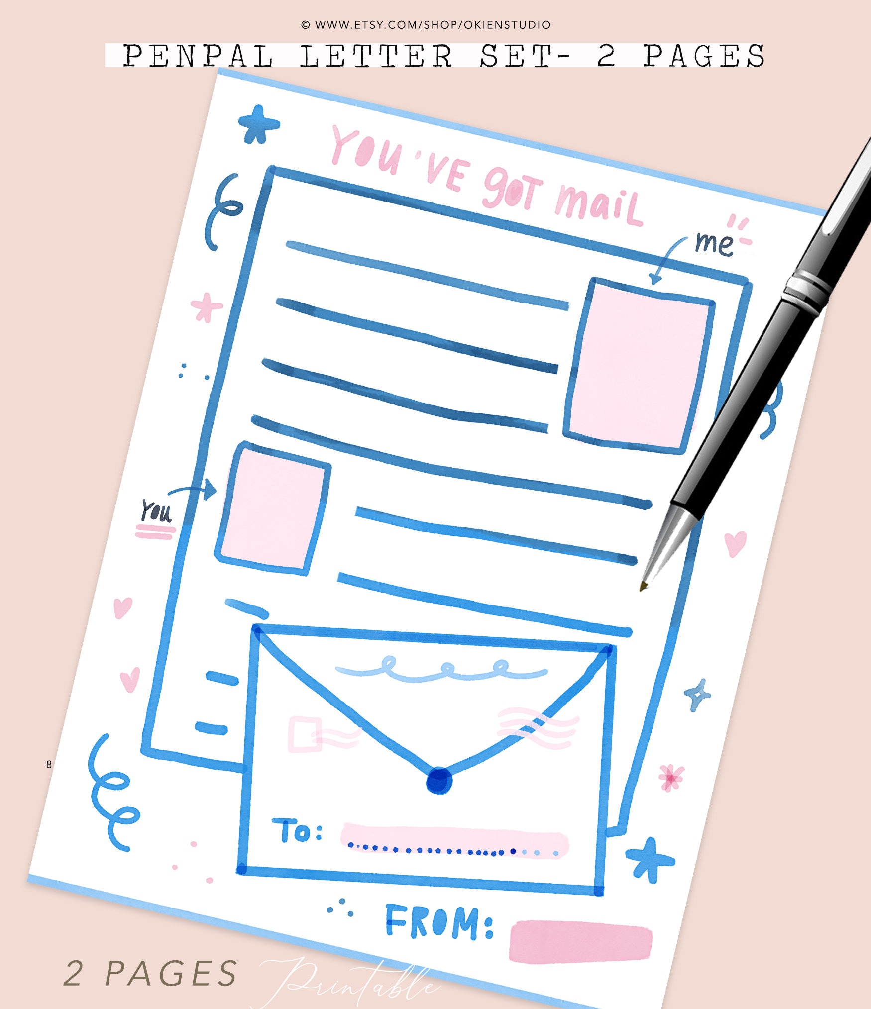 Pen Pal letter Printable Letter Templates writing teens | Etsy