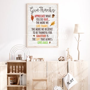 Thanksgiving Classroom Poster, Teacher Bulletin Board Decor, Give ...
