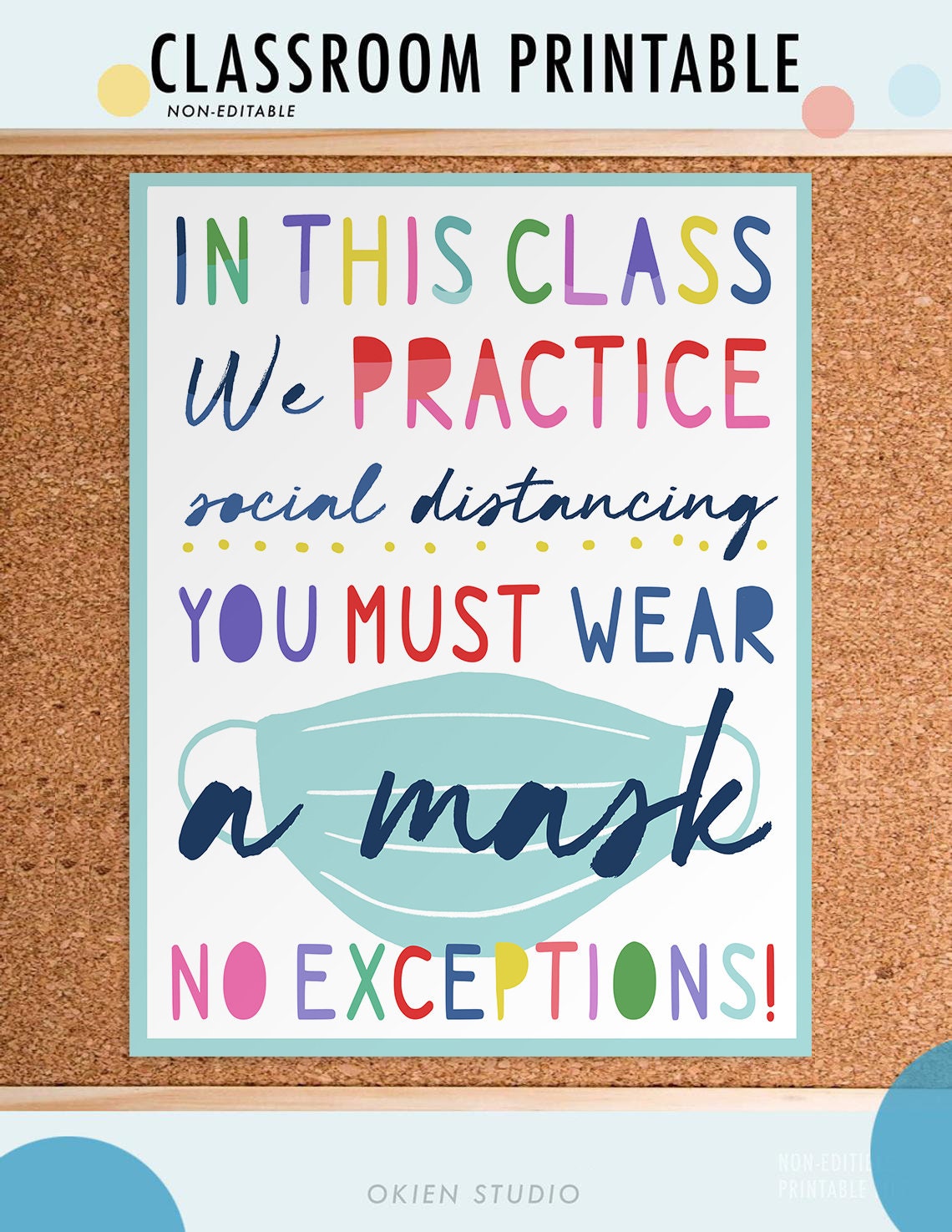 Wear a mask sign Classroom Mask poster In this Classroom | Etsy