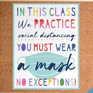 Wear a Mask Sign, Classroom Mask Poster, in This Classroom, Mask Sign ...