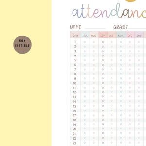 Rainbow Attendance Sheet: Homeschool Classroom Record (digital Download ...