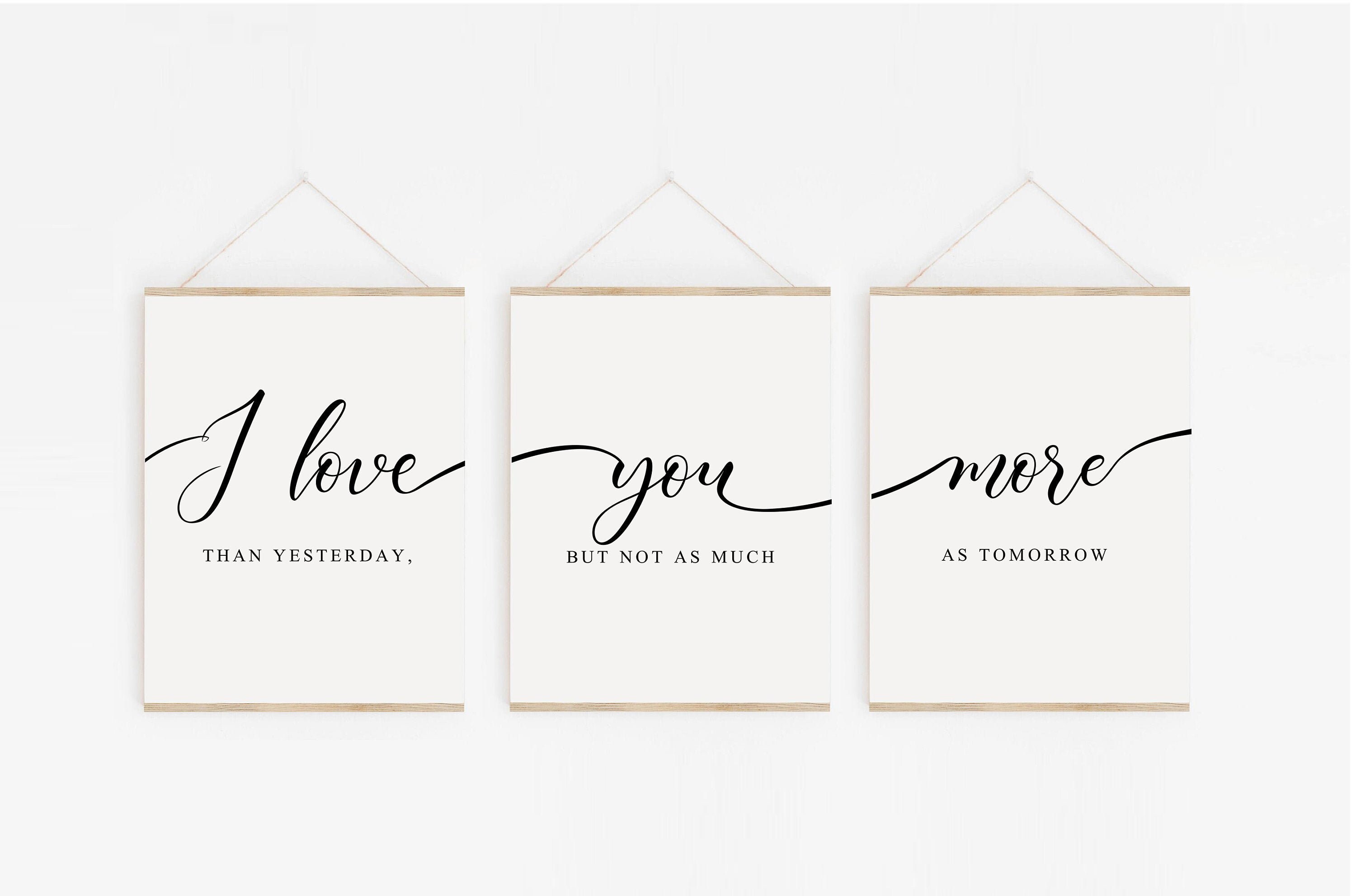 I love you more minimalist wall art living room i love you | Etsy