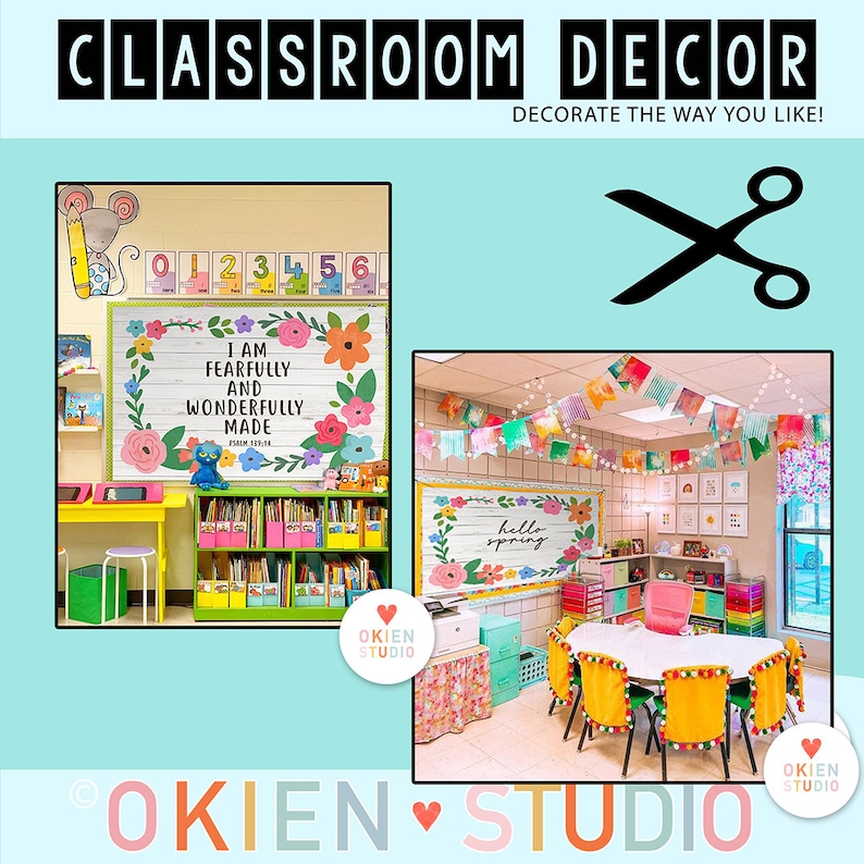 Hello Spring Classroom Bulletin Board Kit: Floral Decor (digital ...