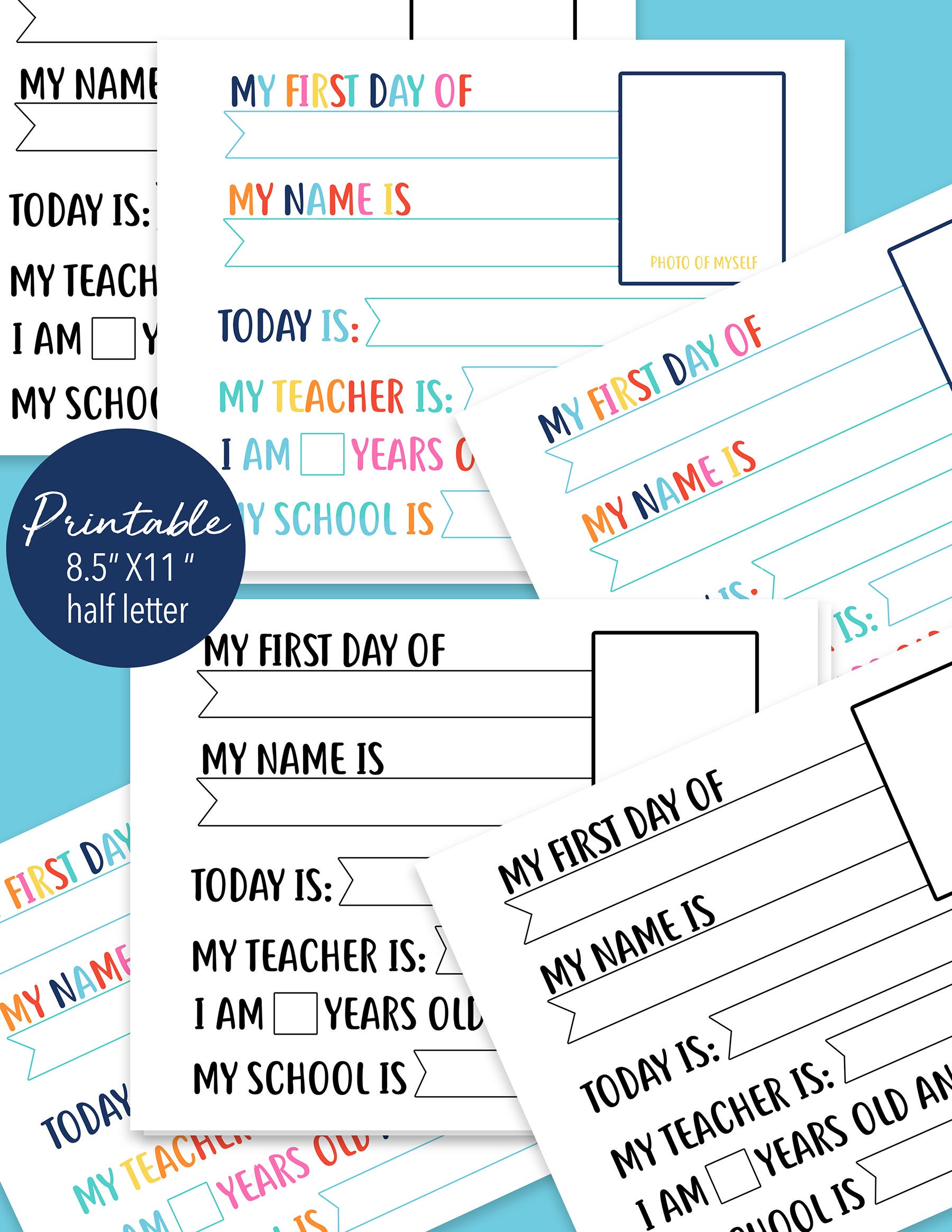 First Day of School Sign Printable: Student Information Sheet (digital ...