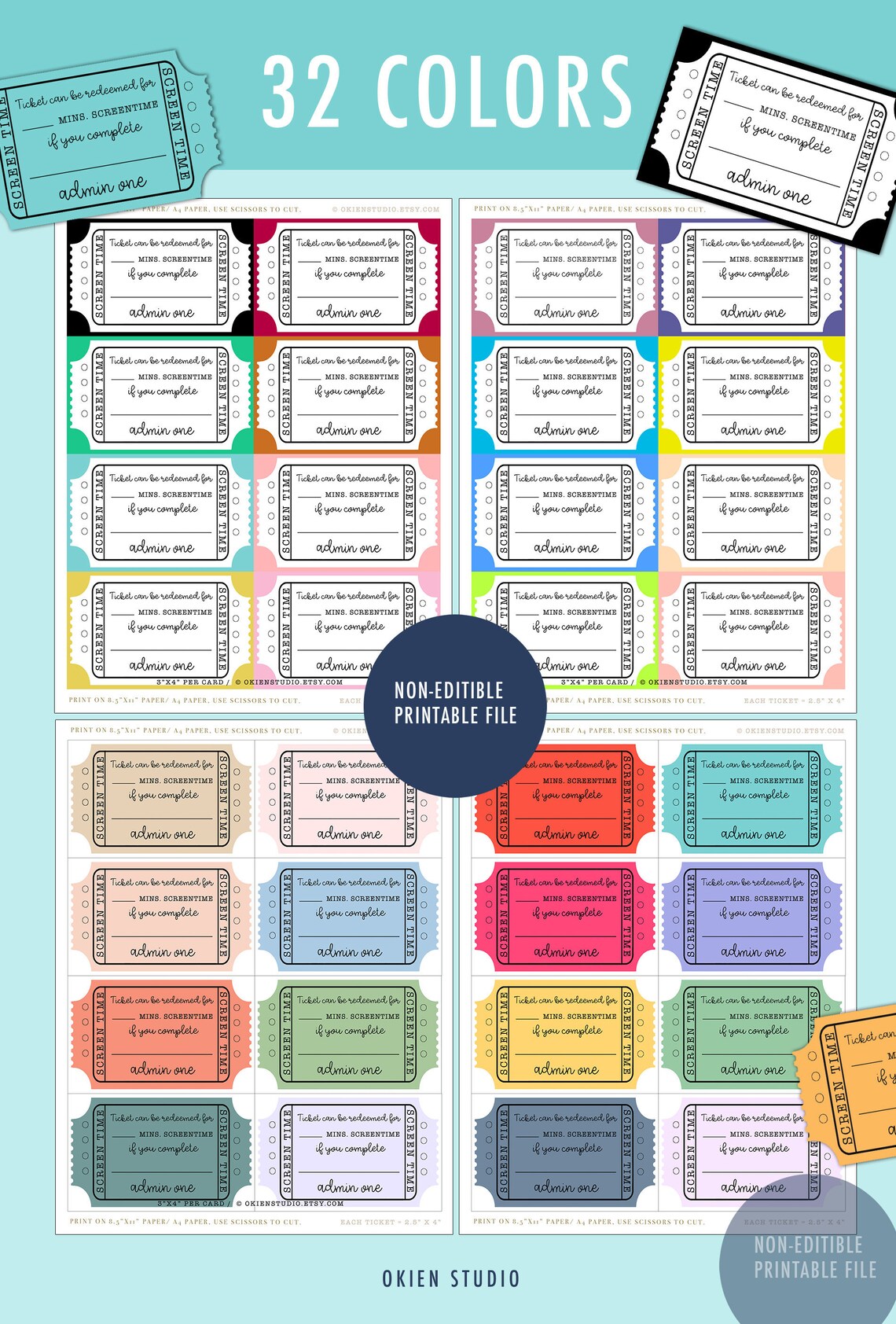 32 Colors Screen Time Reward System Printable Chores Card - Etsy