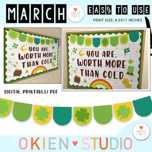 You Are Worth More Than Gold, St. Patrick’s Day Classroom Decor, Green ...