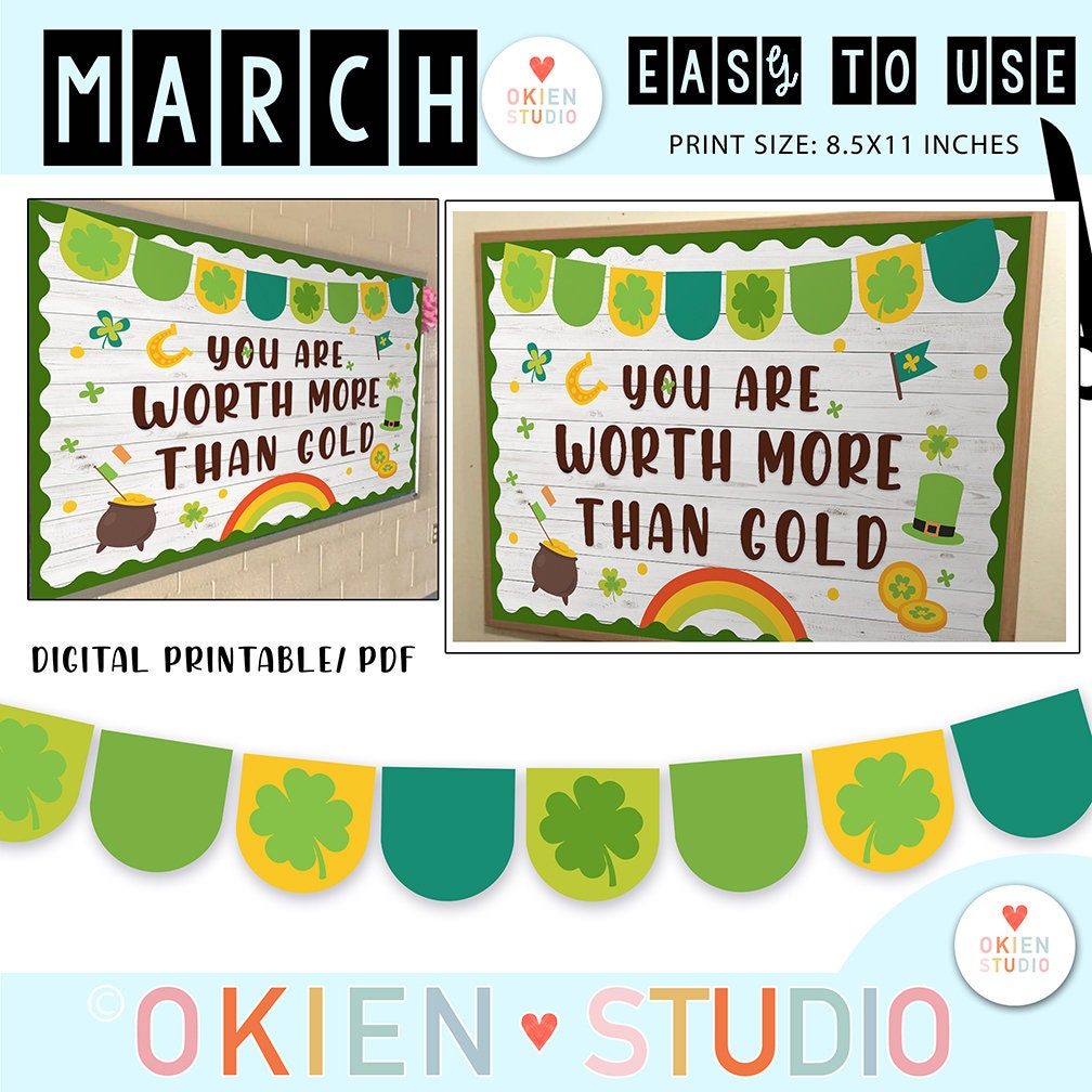 St. Patrick's Day Classroom Bulletin Board Kit (printable PDF) - Etsy