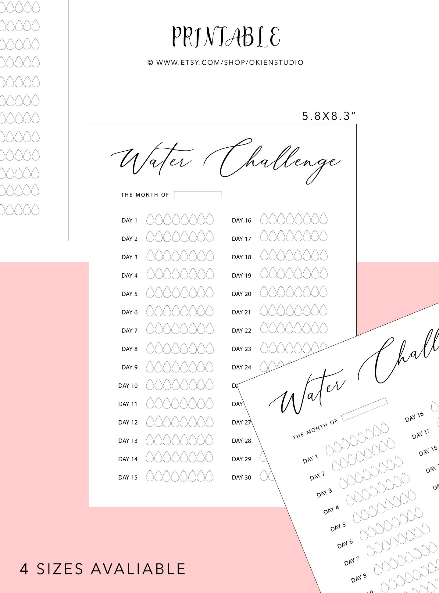 Printable Simple Water Tracker Water Insert Printable - Etsy