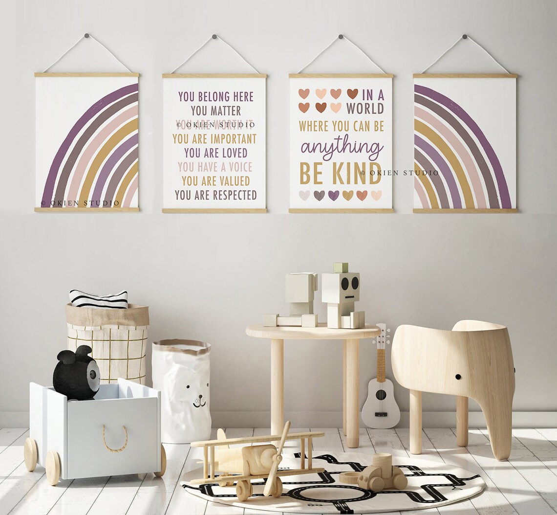 Boho Rainbow Classroom Art Prints: Positive Affirmations Poster Set ...
