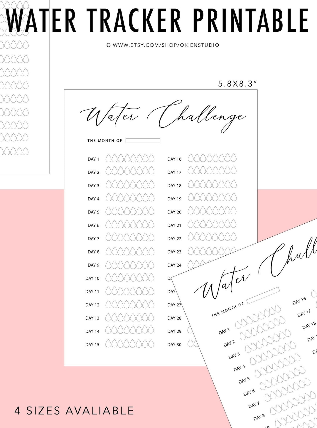 Printable, Simple Water Tracker, Water Insert Printable, Planner ...