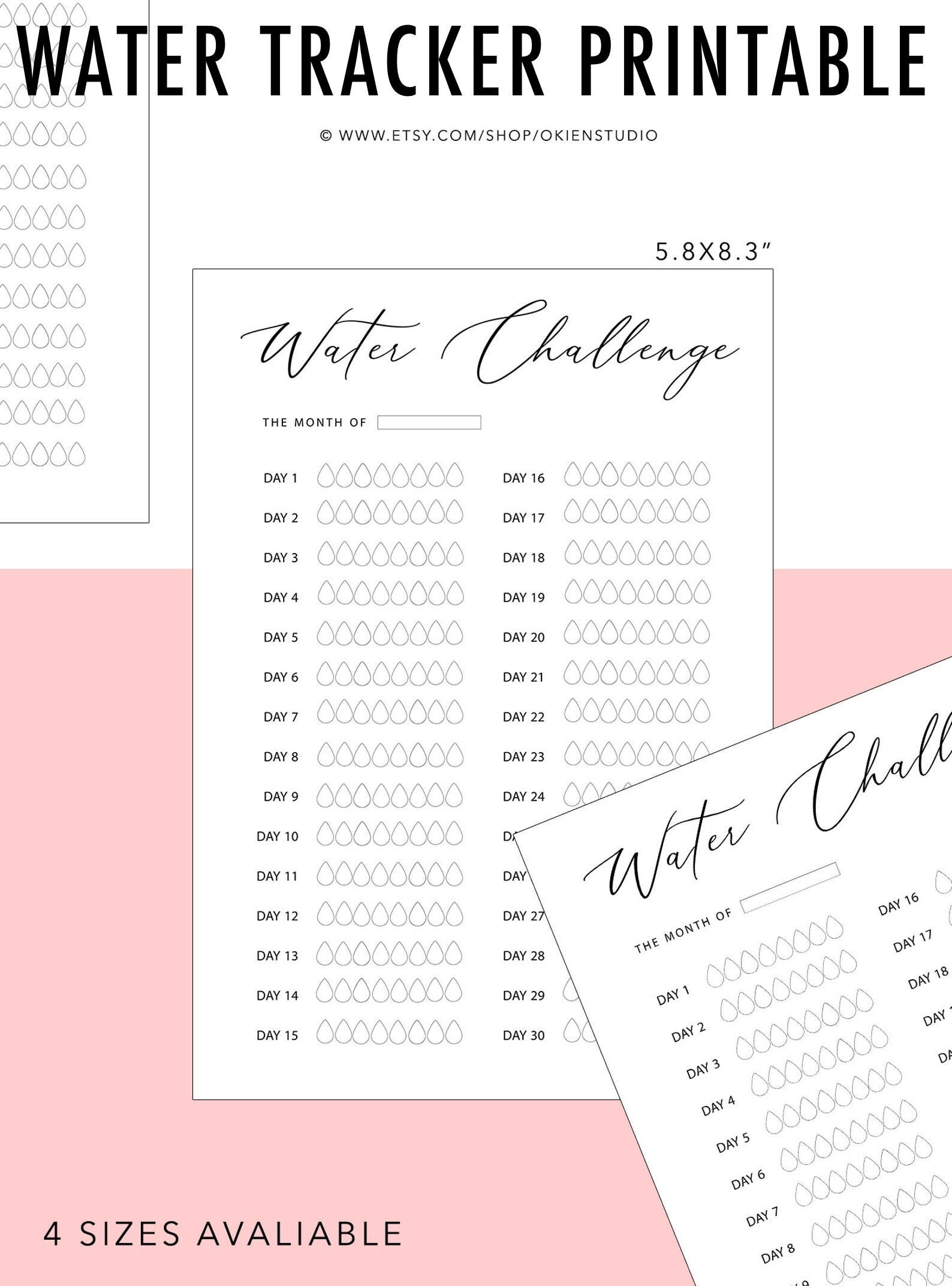 Printable Simple Water Tracker Water Insert Printable - Etsy