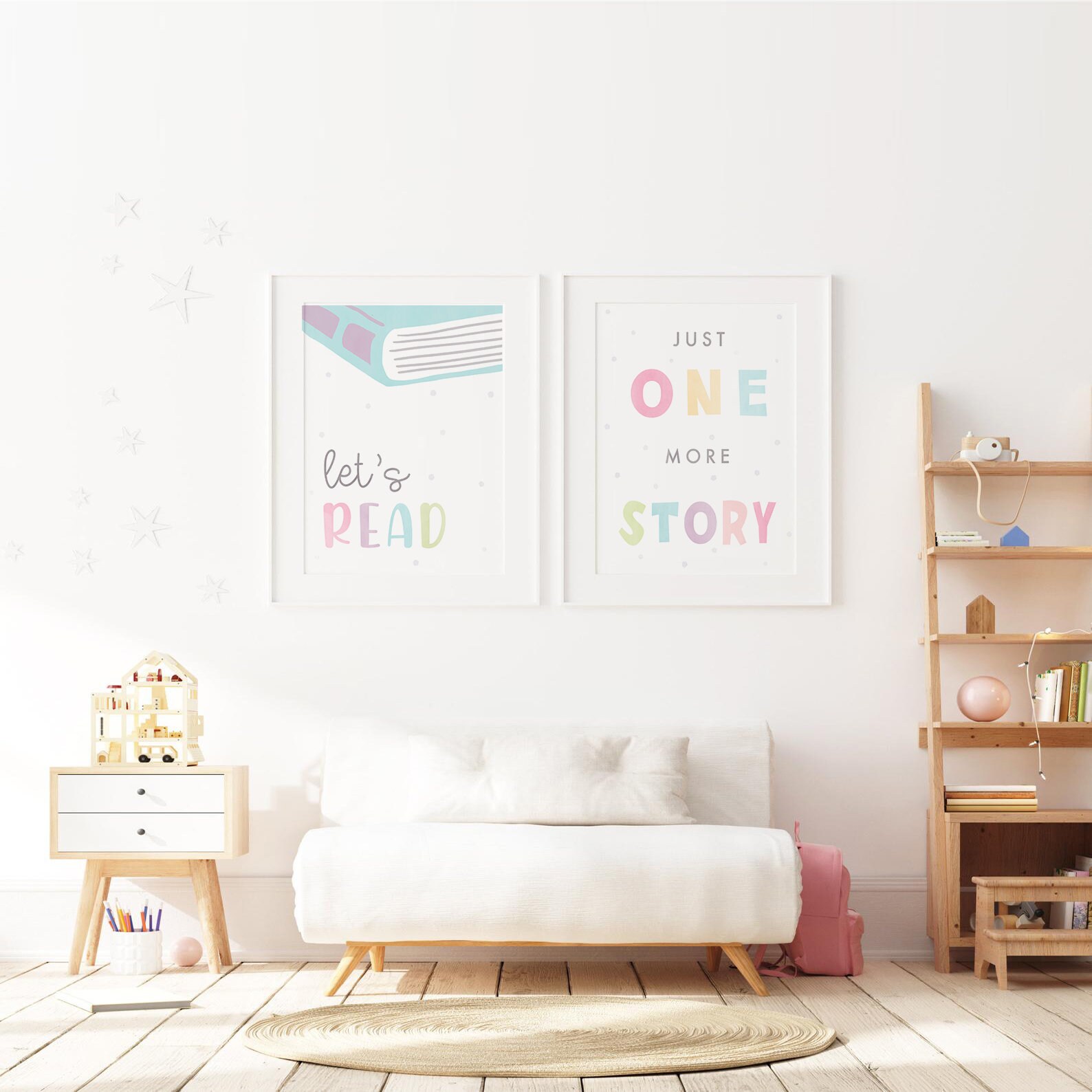 Pastel Reading Corner Sign Playroom Printable Let's Read - Etsy