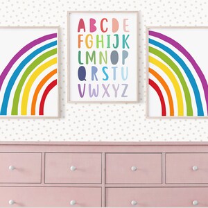 Rainbow Wall Art, Set of 4 Print, Alphabet Print, Number Wall Art ...