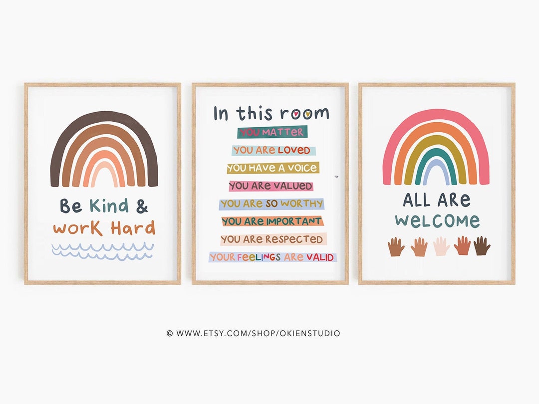 Diversity Rainbow Classroom Poster Set, in This Room All Are Welcome ...
