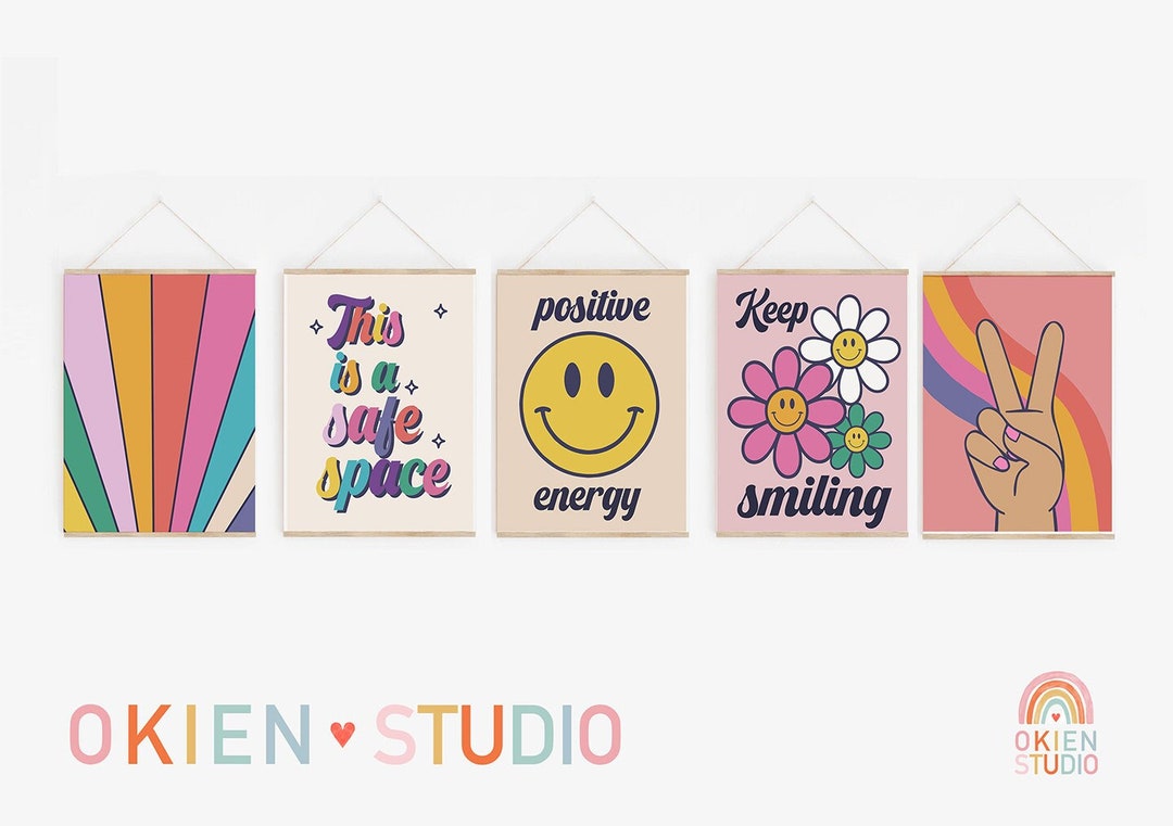 Indie Teen Room Decor Prints: Smiley Face, Retro Art (digital File) - Etsy