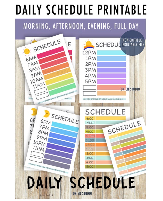Daily Time Schedule Easy Planner Kid Daily Planner Kids - Etsy